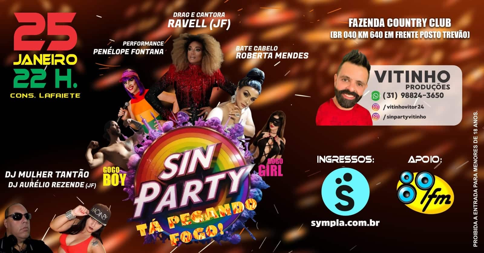 Sin Party acontecerá neste sábado na Fazenda Country Club – Lafaiete Agora